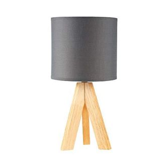 Pauleen 48104 48104Woody Love Max 20W E14 Tripod Lampe &agrave; tr&eacute;pied scandinave Luminaire &agrave; Poser 230 V Tissu, Gris fonc&eacute;, Bois