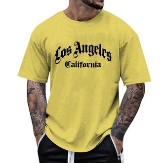 Generic T-shirt pour homme 1 pi&egrave;ce &agrave; manches courtes et imprim&eacute; alphabet - Col rond - Tissu tricot&eacute; en polyester avec l&eacute;ger stretch - Coupe normale - Style pu