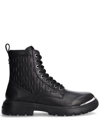 Karl Lagerfeld bottines en cuir à motif monogrammé - Noir