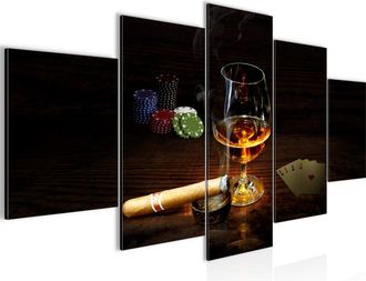 Runa Art Bilder Alkohol Poker 200 x 100 cm 5 Teilig XXL Wanddekoration Design Braun 502251a