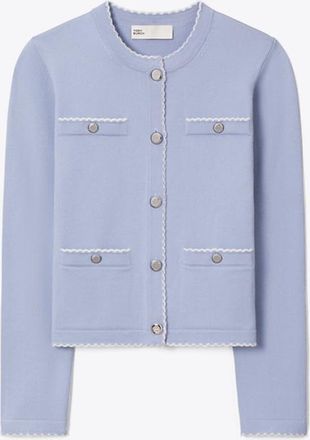 Tory Burch Damen Kendra Cardigan aus Wolle mit Wellenkante