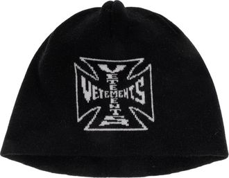 VETEMENTS unisex, Accessoires, Noir, Taille: ONE Size Wool Beanie With Logo