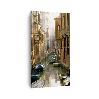 Arttor Bilder auf Leinwand Venedig Br&uuml;cke Wasser Haus Leinwandbild mit Rahmen 45x80cm Wandbilder Dekoration Wohnzimmer Schlafzimmer K&uuml;che Deko Klein Wanddeko