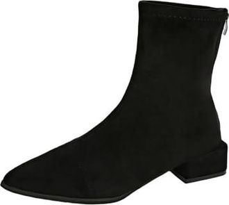 Generic Bottes &eacute;paisses pour femme &agrave; bout pointu - Style d&eacute;contract&eacute; - Style &eacute;l&eacute;gant - Couleur unie - Talon bas - Fermeture &eacute;clair dans le dos - &Eacute;l&eacute;gantes et 