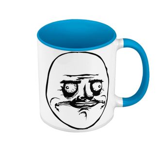 Fabulous Tasse, hochwertig, Blau - Me Gusta Meme Face Internet Troll Fun Witz - Tasse mit Henkel und farbigem Innenfutter