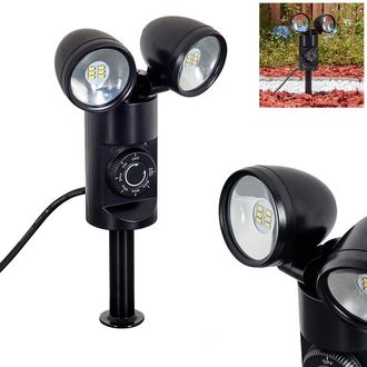 HOFSTEIN LED Wegeleuchte Plingshult, Wegelampe aus Kunststoff in Schwarz/Weiß, Außenleuchte im modernen Design mit Tag-/Nachtsensor für Garten/Terrasse/Hof, IP
