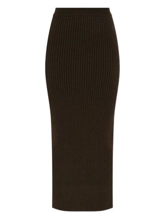 Max Mara jupe mi-longue Boris &agrave; design nervur&eacute; - Marron