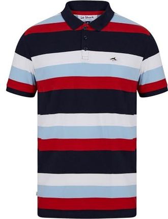 Le Shark Packham Polo rayé en coton piqué de qualité supérieure pour homme, Rural - Rouge, M