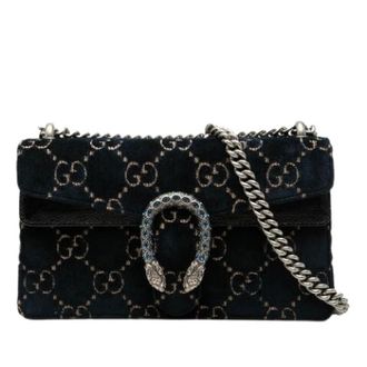 Gucci Sac bandouli&egrave;re cha&icirc;ne en velours Pre-owned - Femme - Pre-owned - Bleu - Taille: ONE Size
