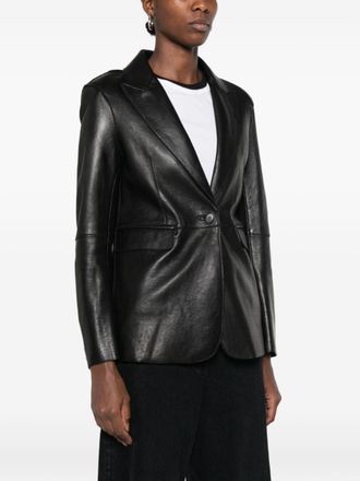 Parosh Lamb Leather Blazer - Black