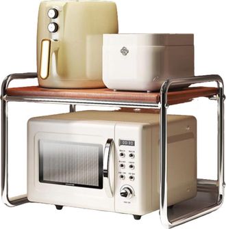 Generic Mikrowellen Regal, 2-Stufig Mikrowellenregal Stehend for Arbeitsplatte, K&uuml;chenregal Aus Stahl Mit Ausziehkorbe, 20kg Traglast, Stabile Microwave Shelf