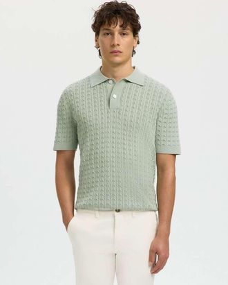 Selected Polo en maille - Gris aqua-Vert