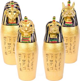 Puckator Set mit 4 &auml;gyptischen Goldgotten, Baldachin, Statue, Figur, Ornament, antikes &Auml;gypten