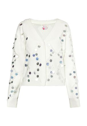 Izia Strickjacke Damen Wollwei&szlig;