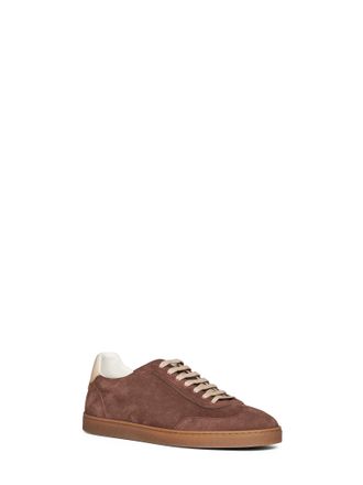Brunello Cucinelli Mens Sneakers Mud Suede Brown Calf Leather Trainers