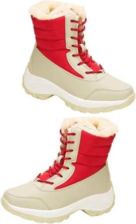 Hemobllo HANABASS Bottines DHiver pour Femmes &agrave; Lacets Doubl&eacute;es de Fausse Fourrure Rouge Semelle Antid&eacute;rapante en Caoutchouc Hauteur -Mollet Taille 39 Chaussur