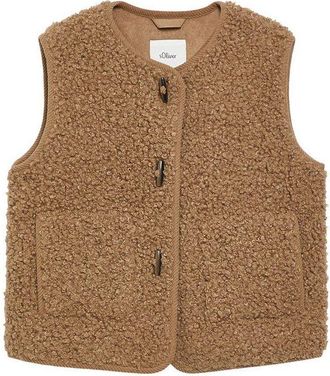 s.Oliver Outdoorjacke Outdoor-Weste Teddyweste mit Knebelkn&ouml;pfen