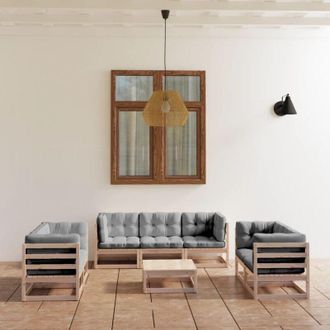 vidaXL 8-tlg. Garten-Lounge-Set mit Kissen Kiefer Massivholz - Vidaxl
