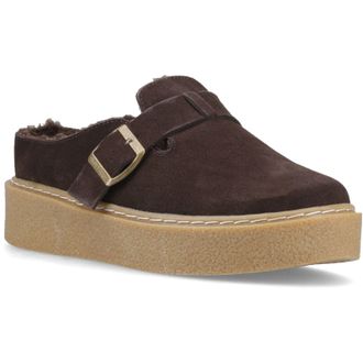 Hush Puppies Blanche Fell Leder Damen Schokoladen-Pantoletten