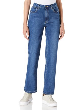 Wrangler Damen High Rise True Straight Fit Jeans, Hudson, 18W x 34L