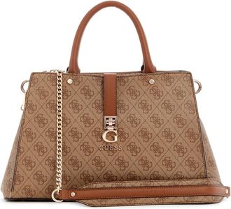 Guess Zamira Luxury Satchel Latte Logo