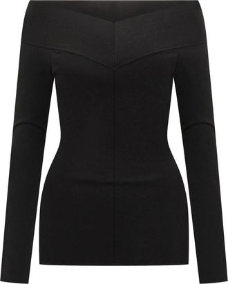 Stella McCartney Femme, Tops, Noir, Taille: 40 FR Haut &agrave; Manches Longues Col Droit
