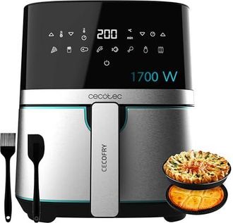 Cecotec Friteuse sans Huile 5,5 L Cecofry Full Inox 5500 Pro Accessoires. 1700 W, Diététique, Numérique, Finitions en Acier inoxydable, Technologie PerfectCoo