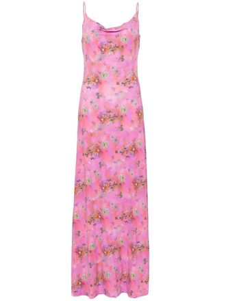 MACCAPANI robe longue Ita à fleurs - Rose