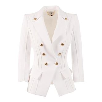 Elisabetta Franchi Double-Layer Stretch-Cr&ecirc;pe-Jacke - - Jackets - Damen - Wei&szlig; - M