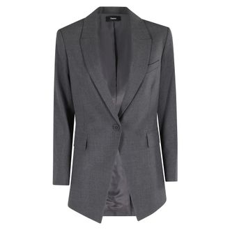 Theory Femme, Vestes, Gris, Taille: 34 FR Blazer Melange Charbon avec Revers