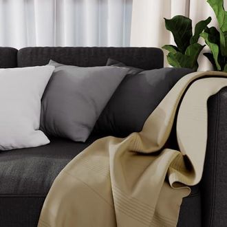 Soleil d'Ocre Adele Plaid, geworfen von Sessel, Polycoton, Ecru, 140 x 200 cm