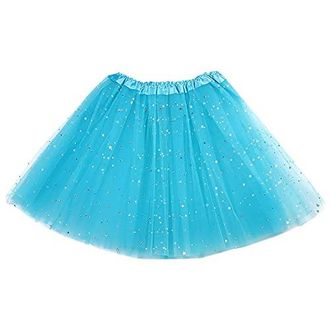 Generic Jupe Paillette Femme Short Sequin Jupe Tutu avec Paillettes Trois &Eacute;toiles pour Danse Adultes, Jupe Mesh pour Performance