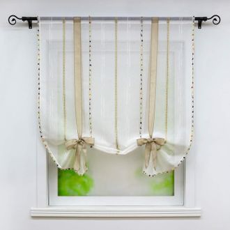 Joyswahl Leinenoptik Raffrollo transparente Bindegardine &raquo;Ursel&laquo; Wohnzimmer Schals mit Tunnelzug BxH 120x140cm Bunt 1er Pack