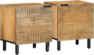 vidaXL Nachttische 2 Stk. Braun 40x33x46 cm Massivholz Mango - Vidaxl