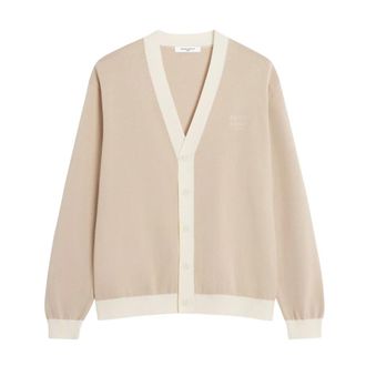 Maison Kitsun&eacute; Homme, Pulls, Beige, Taille: S Gilet Confort en Coton Contrast&eacute;