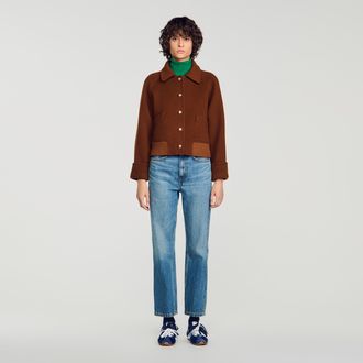 Sandro Manteau court en laine