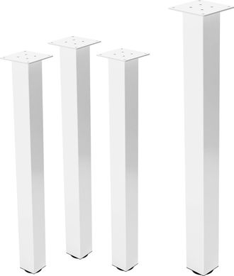ML Design ML-Design 4er Set Tischbeine I-Design 90 cm, Wei&szlig; gl&auml;nzend, Stahl pulverbeschichtet, eckig, Profil 8x8 cm, H&ouml;henverstellbare M&ouml;belf&uuml;&szlig;e 1-4cm, M&ouml;belbei