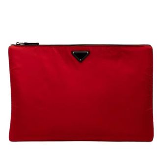 Prada Pre-owned Vintage Nylon Clutch - Femme - Pre-owned - Rouge - Taille: ONE Size