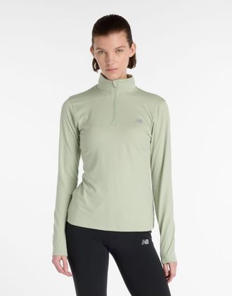 New Balance Sport Essentials - Oberteil mit Space-Dye-F&auml;rbung in Garter Snake mit kurzem Rei&szlig;verschluss-Gr&uuml;n