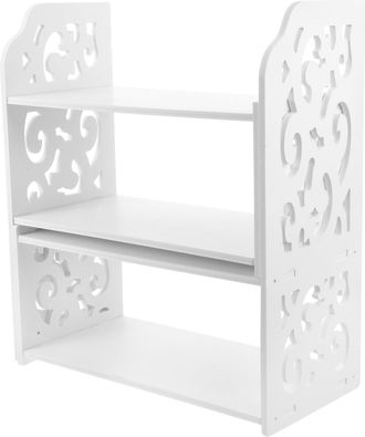 DOITOOL Kombinierbares Verstellbares Holz schreibtischregal mit Großem Stauraum Platzsparend und Stabil als Organizer für Büro Studenten und Wohnheim Weiße Ob