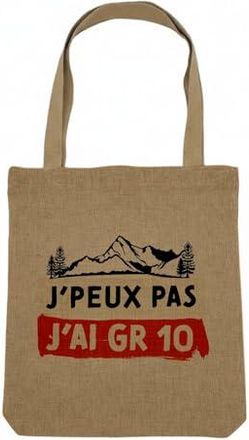 Fabulous Sac Shopping Tote Bag Aspect Lin - JPeux Pas Jai GR10 Randonn&eacute;e France Pyr&eacute;n&eacute;es Montagne - Sac de Courses Toile Epaisse 360g Beige Naturel Cabas Port&eacute;