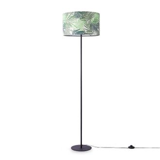 Paco Home Stehlampe Leselampe Wohnzimmer Deko B&uuml;ro Dreibein Lampenschirm Rund Stoff Lampe Blumen Muster Jungle E27, Farbe:Design 3 (&Oslash;38 cm), Leuchtenart/Farbe:S