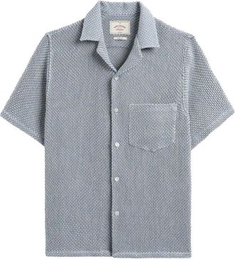 Portuguese Flannel Homme, Chemises, Bleu, Taille: L Camicia Agora tramata collo bowling