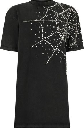 Philipp Plein Femme, Robes, Noir, Taille: 38 FR T-Shirt Dress Spiderweb Strass