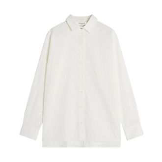 Maison Kitsun&eacute; Gestreiftes Baumwollseiden-Casual-Hemd - - Blouses & Shirts - Damen - Wei&szlig; - M