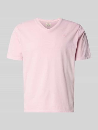 Superdry T-Shirt aus Baumwoll-Leinen-Mix mit V-Ausschnitt