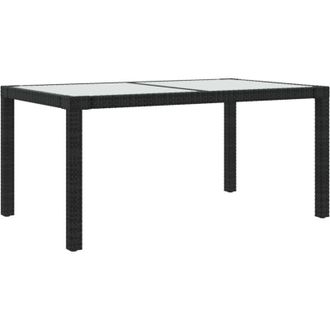 vidaXL Table de jardin 150x90x75cm Verre tremp&eacute; et r&eacute;sine tress&eacute;e Noir Vidaxl