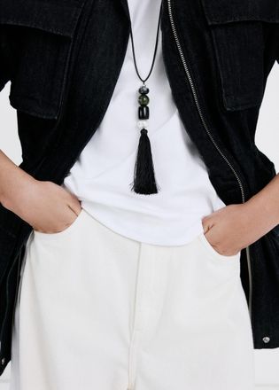 Mango Collier perles franges argent - Femme - Taille unique - MANGO