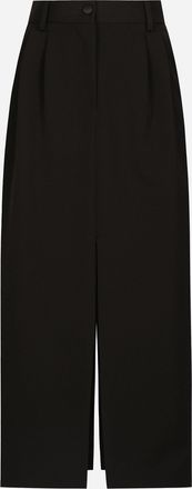 Dolce & Gabbana Longuette-schlauchrock Im Smokingstil Aus Wollgabardine - Frau Röcke Schwarz Wolle 38