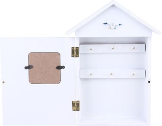 Hemobllo Schl&uuml;sselkasten Holz mit Schl&uuml;sselhaken Mediterrane Hausform Wandmontage Schl&uuml;sselhalter Organizer f&uuml;r Flur und Eingang Dekoration